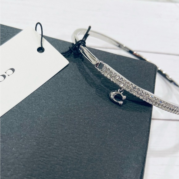 Coach | Jewelry | Nwt Coach Designer Clear Silver Pav Bar C Charm ...